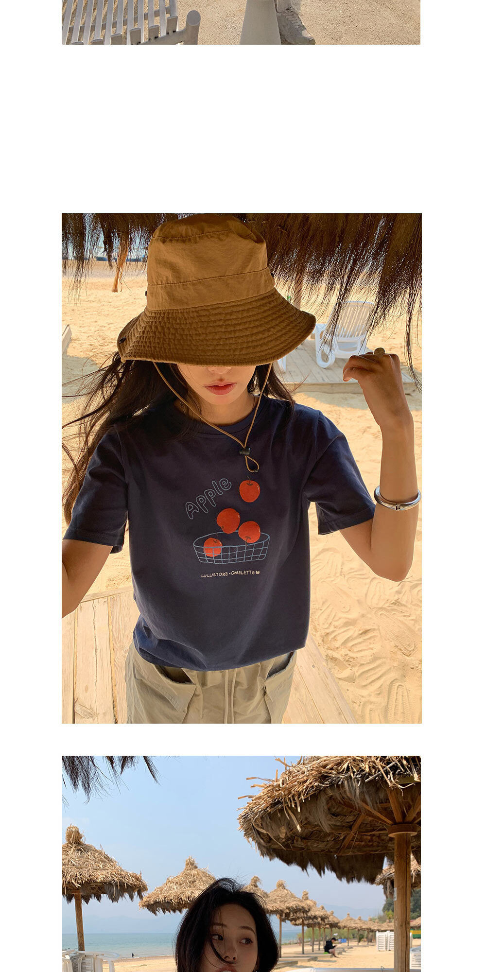Codibook｜韓國 Dearlow 蘋果圖案捲袖圓領短袖T恤[預購]短袖上衣 T恤 女裝 | 蝦皮購物