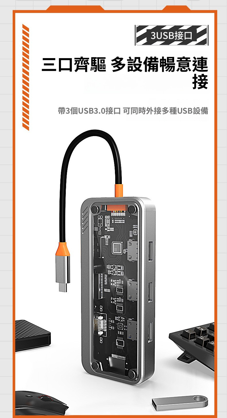 【透明15合1擴充神器】Type-C Hub×HDMI+USB3.0｜集線轉換器｜筆電平板手機 type-c擴展塢 | 蝦皮購物