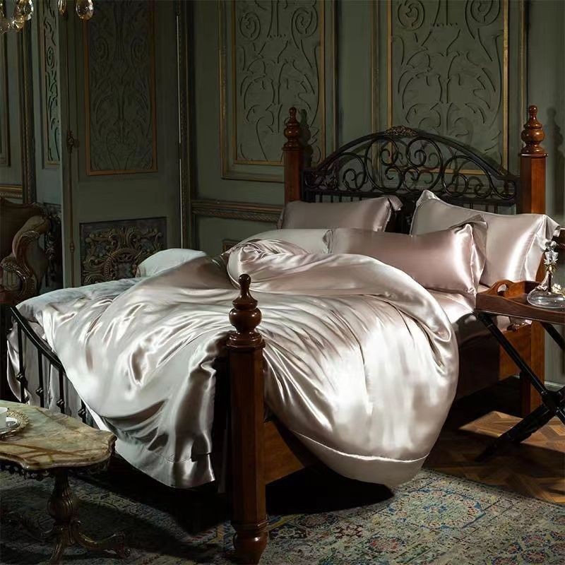 重磅真絲30姆桑蠶絲真絲三四件套雙麵絲綢裸睡被套冰絲天絲春夏鞦寢具床包組床組 | 蝦皮購物