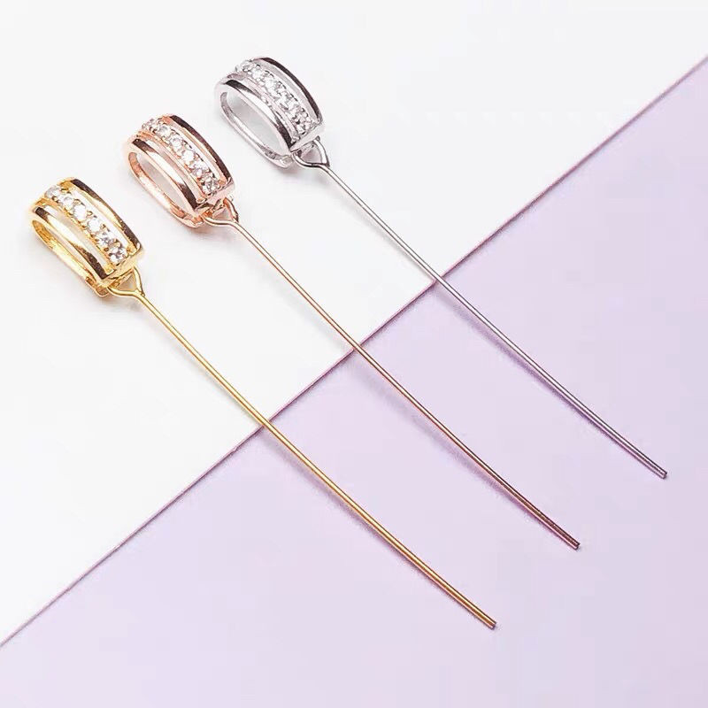 🌟Umi珍選🌟s925銀通用型外穿通用型超細掛玉佩弔墜扣頭歪孔斜孔玉墜扣頭配件 | 蝦皮購物