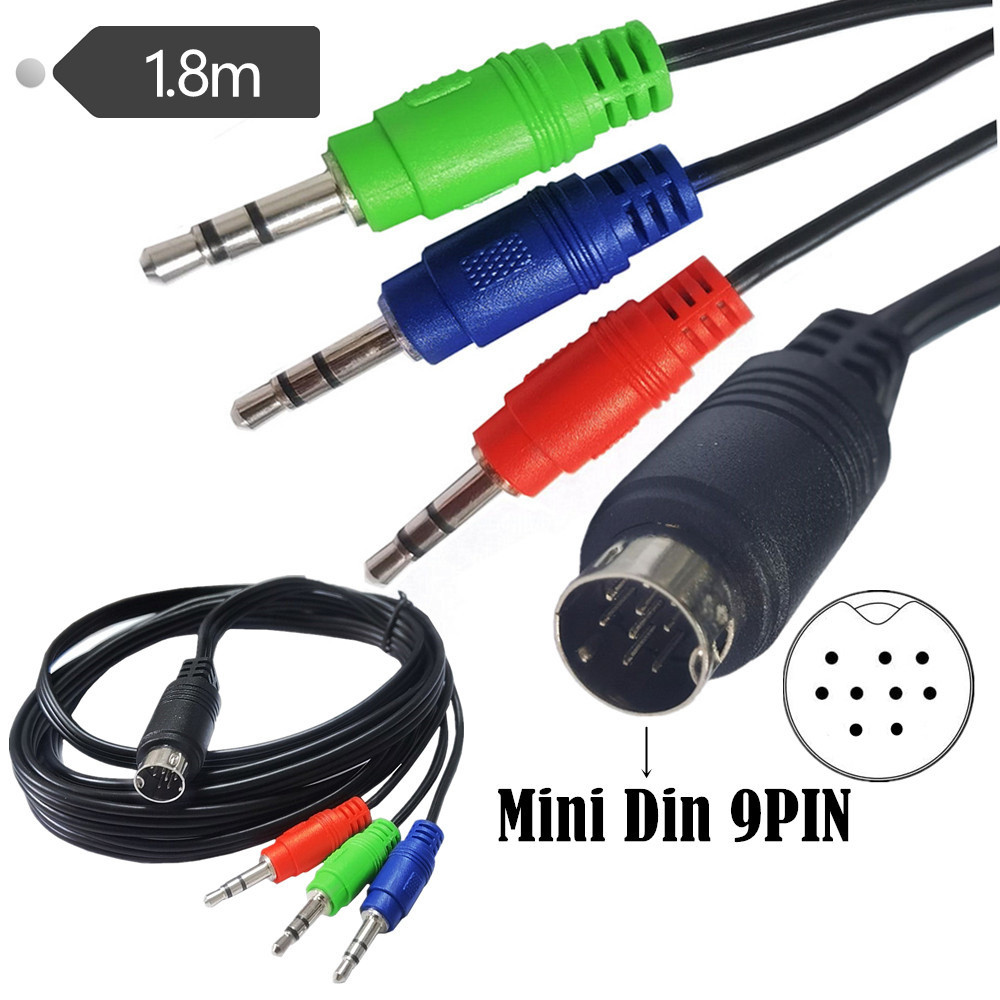 迷你DIN 9P連接線MINI DIN 9pi轉3*DC3.5mm 紅綠藍音頻線mini din | 蝦皮購物