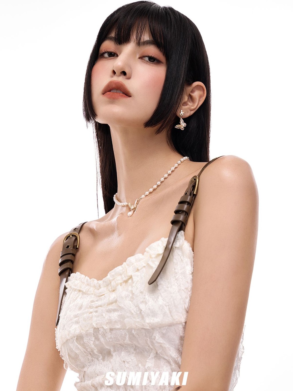 SUMIYAKI 金色白色貝母蝴蝶珍珠項鍊2024夏款 | 蝦皮購物