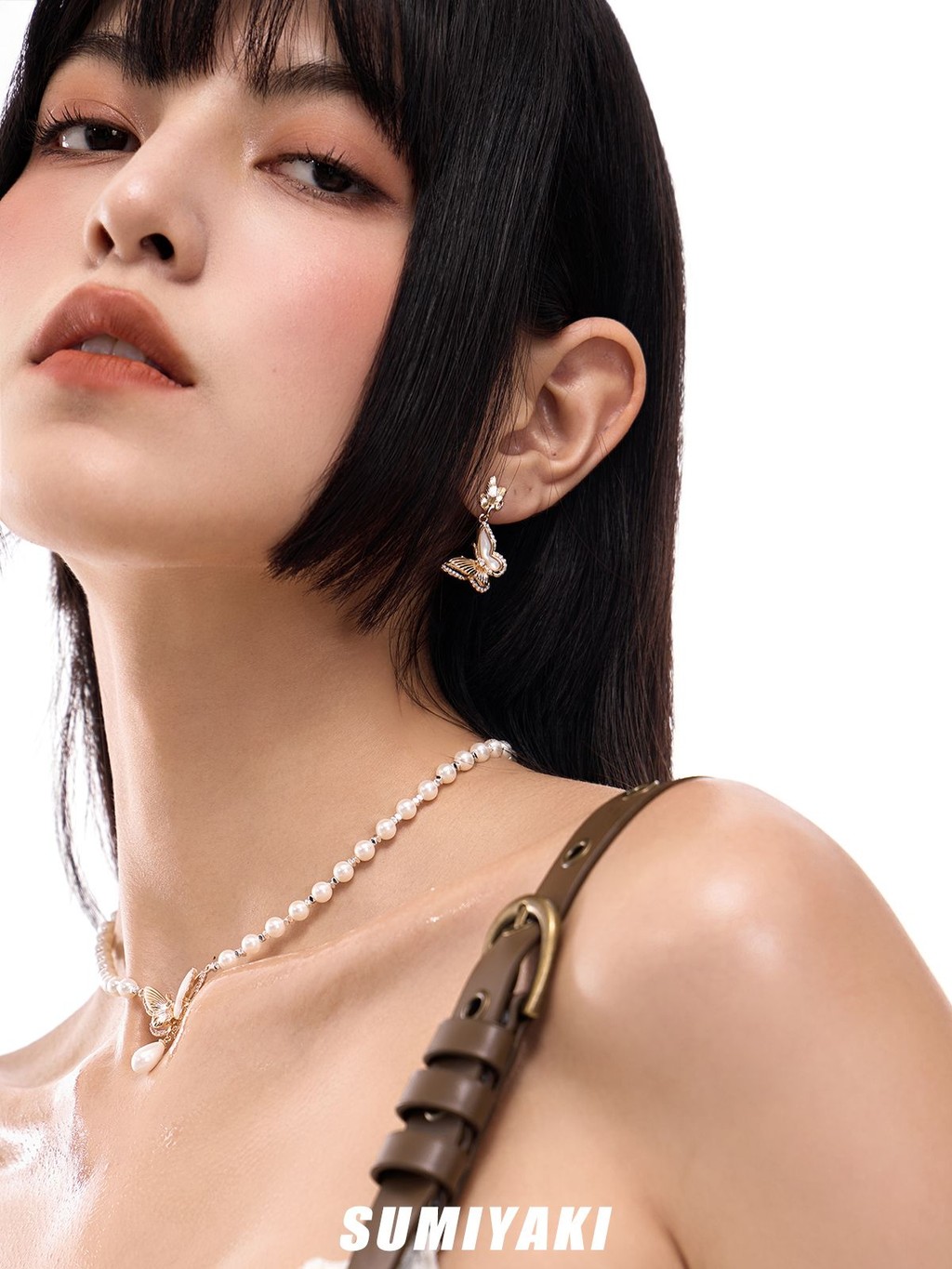 SUMIYAKI 金色白色貝母蝴蝶珍珠項鍊2024夏款 | 蝦皮購物