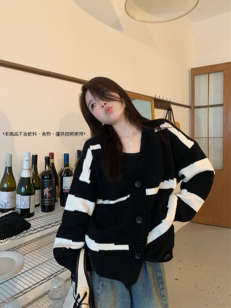 【梨卡】隔日到貨 女裝 外套 針織外套 針織衫 秋冬外套 條紋外套 條紋針織外套 女生外套 DR374【現貨24H】 | 蝦皮購物