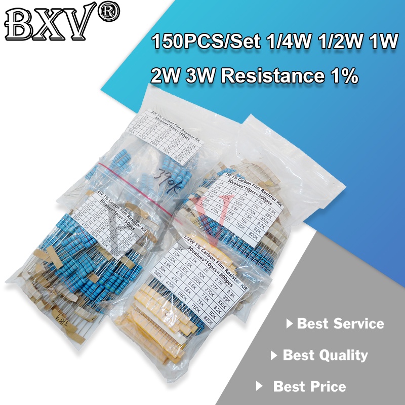 1/4W 1/2W 1W 2W 3W 電阻 1% 300PCS 150PCS/Set 金屬膜電阻器組合套件 30Kind | 蝦皮購物