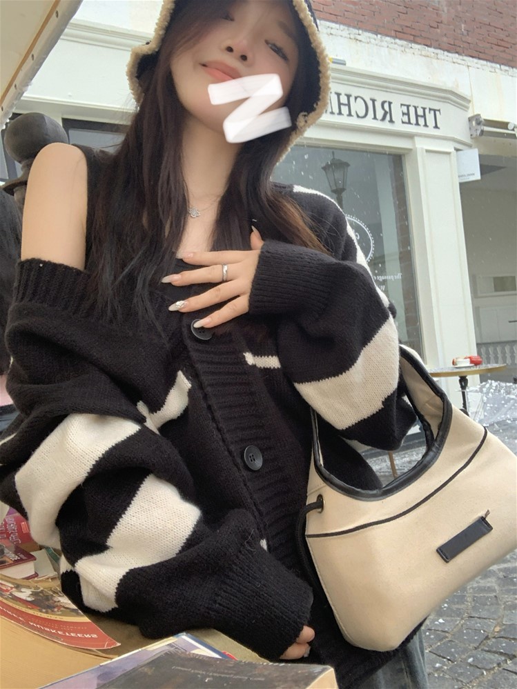 【全館現貨天天出貨】隔日到貨 女裝 外套 針織外套 針織衫 條紋外套 條紋針織外套 DR374【現貨24H】 | 蝦皮購物