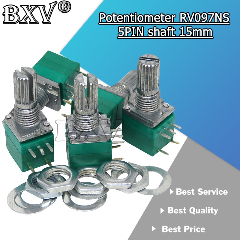 5pcs RV097NS 5K 10K 20K 50K 100K 500K B5K 全新帶開關音頻5PIN軸15mm功放 | 蝦皮購物