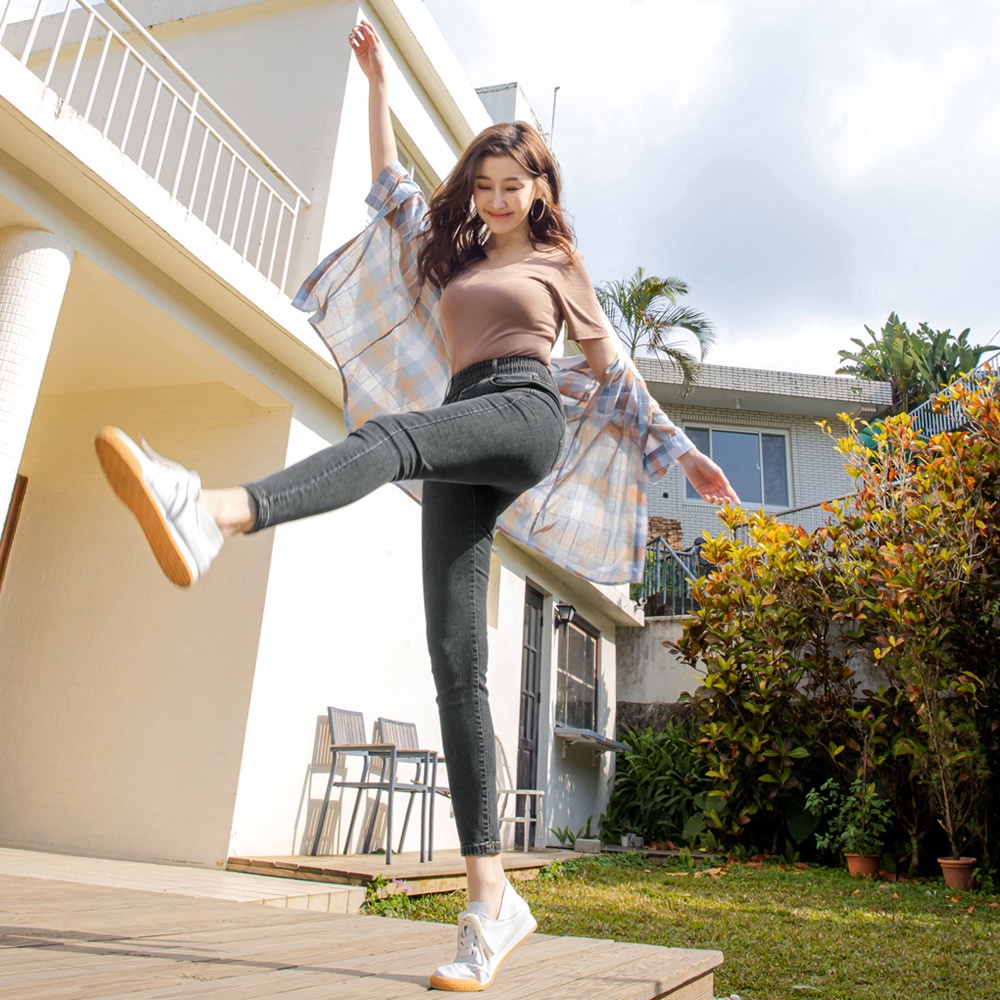 OB嚴選 視覺細-5KG．雪花牛仔纖瘦高腰長腿窄管魔法顯瘦褲 《BA6132》大尺碼/女裝/現貨 | 蝦皮購物