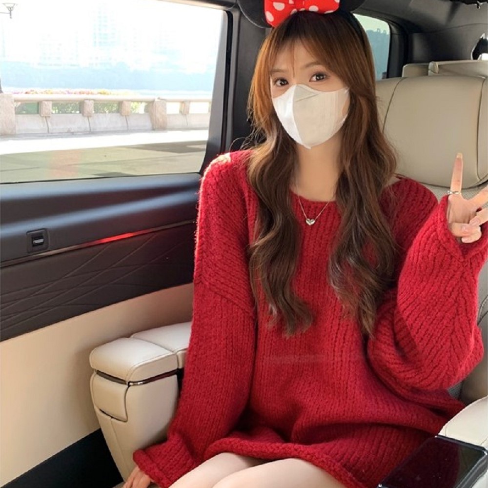 【台灣現貨馬上出貨】隔日到貨 女裝 針織 毛衣 長袖 上衣 衣服 針織衫 紅色毛衣 新年 過年 DR347【現貨24H】 | 蝦皮購物