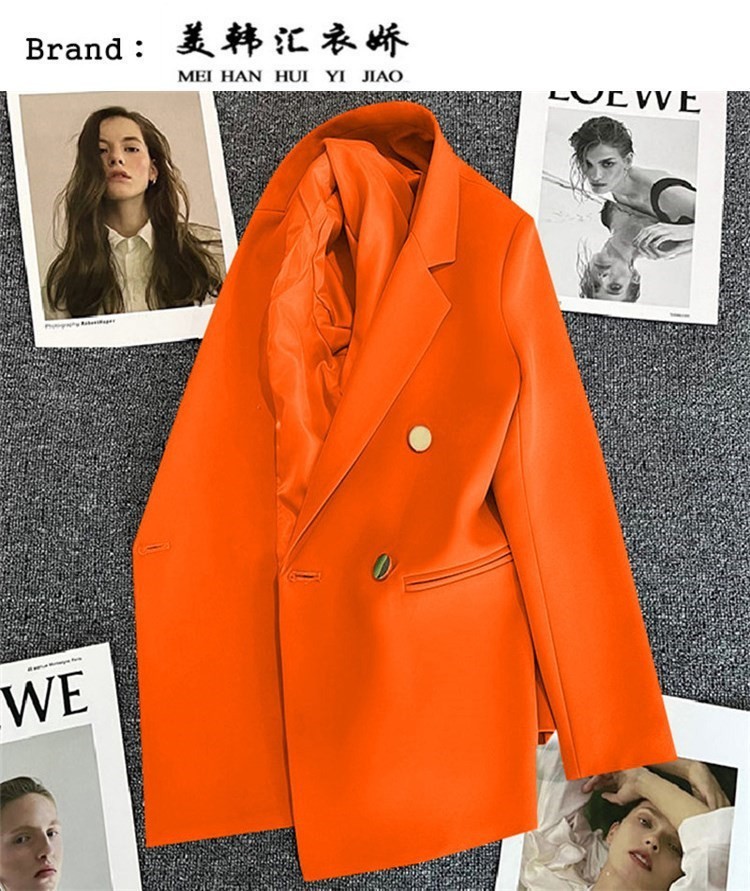 Miguo_小西裝外套女 春秋款 韓版寬鬆英倫風雙排扣西裝外套 米白西服上衣 S-3XL 多色任選 女生西裝外套 | 蝦皮購物