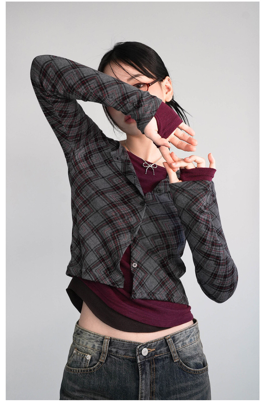 Codibook｜韓國 binary01 Rainbee格紋針織外套[預購]針織外套 雪紡襯衫 女裝 | 蝦皮購物