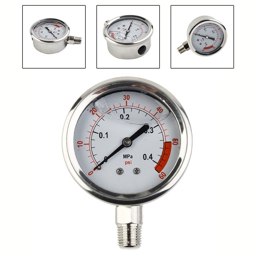 [CL] 液體填充壓力表 PSI/MPA 304 不銹鋼外殼 1/4NPT 下安裝 | 蝦皮購物
