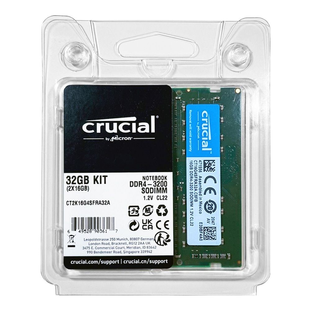♞Crucial 32GB Kit (2x16GB) DDR4-3200 SODIMM RAM 筆記型記憶體(平行進口) | 蝦皮購物
