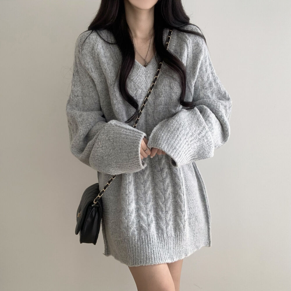 Codibook｜韓國 moodloveroom 微厚麻花紋長款V領針織衫[預購]針織衫 毛衣 女裝 | 蝦皮購物