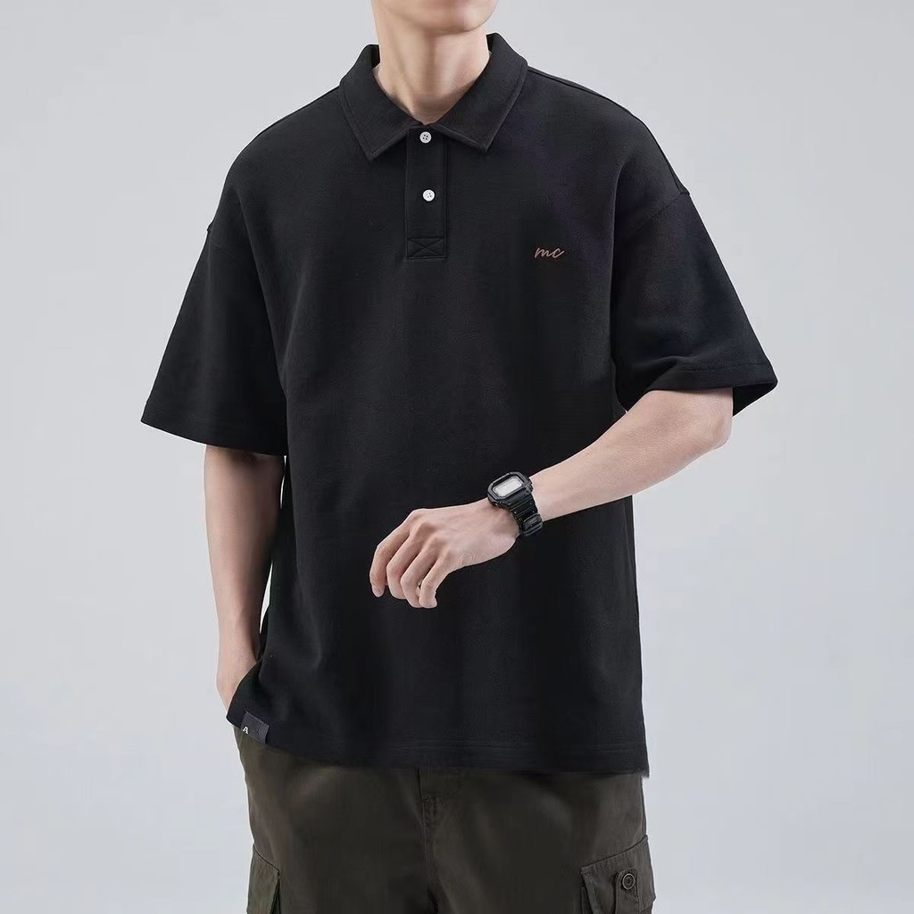 【M-5XL】200斤 大碼夏季男裝Polo衫男T恤大碼寬鬆潮牌ins日係黑色短袖口袋體恤胖子男裝大尺碼服飾上衣大碼男裝 | 蝦皮購物