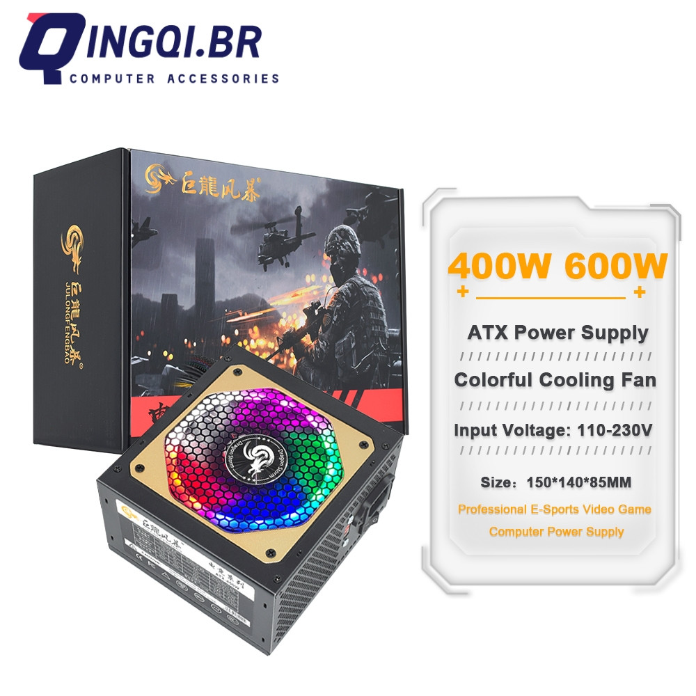 110-230v RGB PSU 20+4Pin 12V ATX 400W 600W 電競電玩電腦電源七彩散熱風扇 | 蝦皮購物