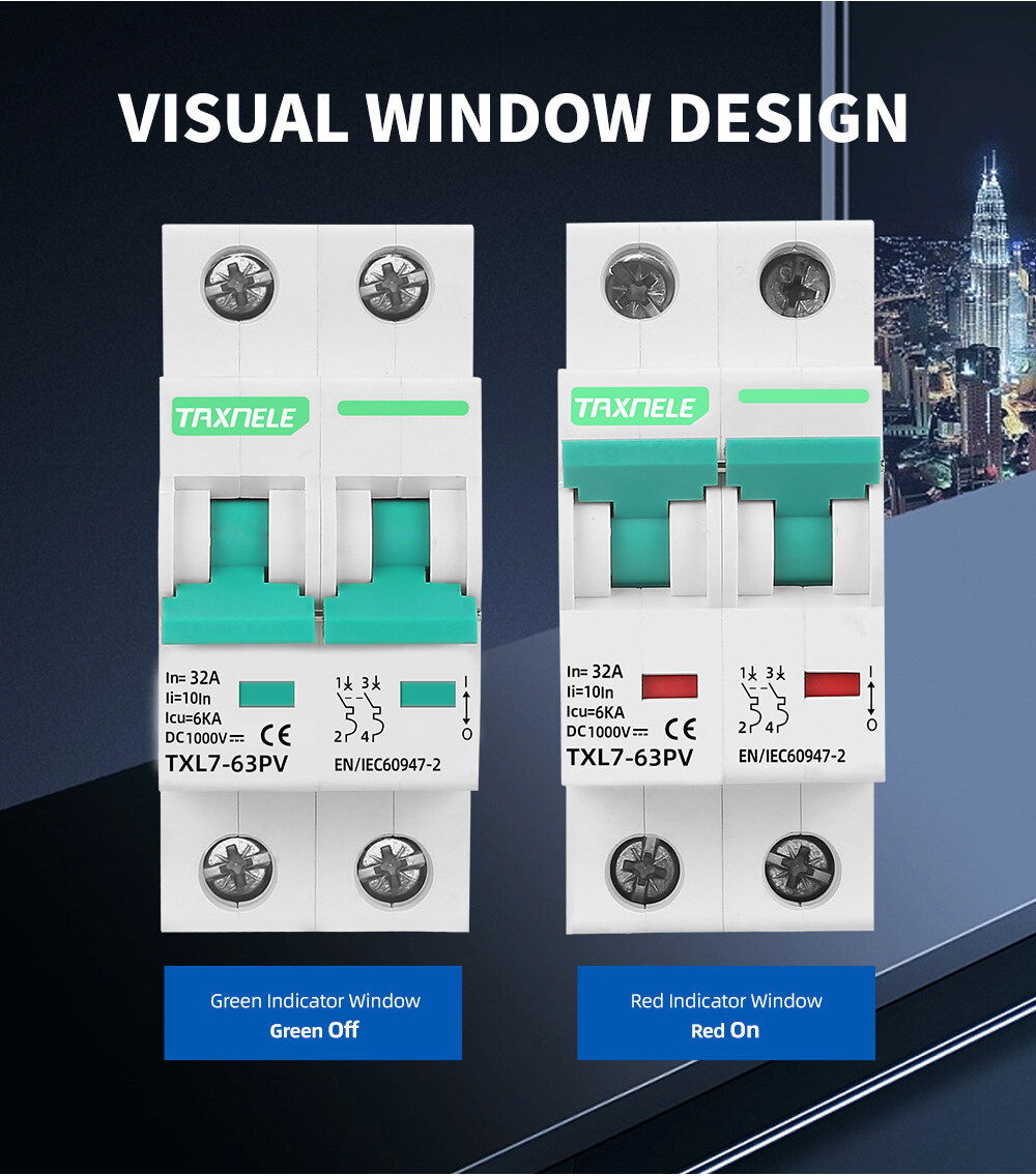 Taxnele 2P DC MCB L7 太陽能光伏微型斷路器 DC 1000V 過載保護電池開關 10A 16A 20 | 蝦皮購物
