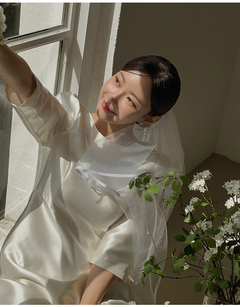 Codibook｜韓國 RIRINCO 提花緞面七分袖鬆身長禮服[預購]長洋裝 婚紗 女裝 | 蝦皮購物