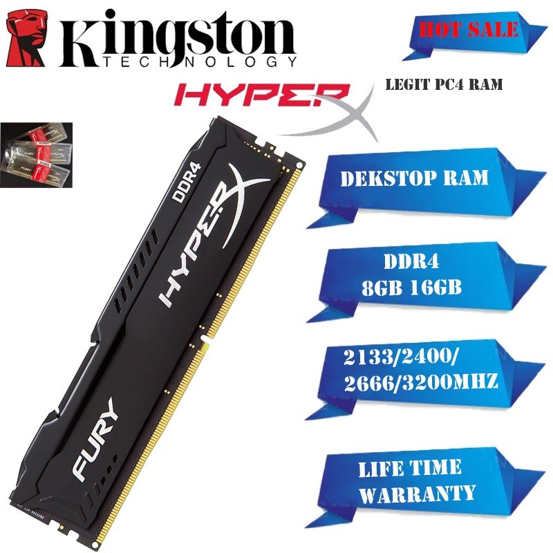 ♞Hyperx FURY 台式機 DDR4 RAM 8GB 16GB 2133Mhz 2400Mhz 2666Mhz 3 | 蝦皮購物