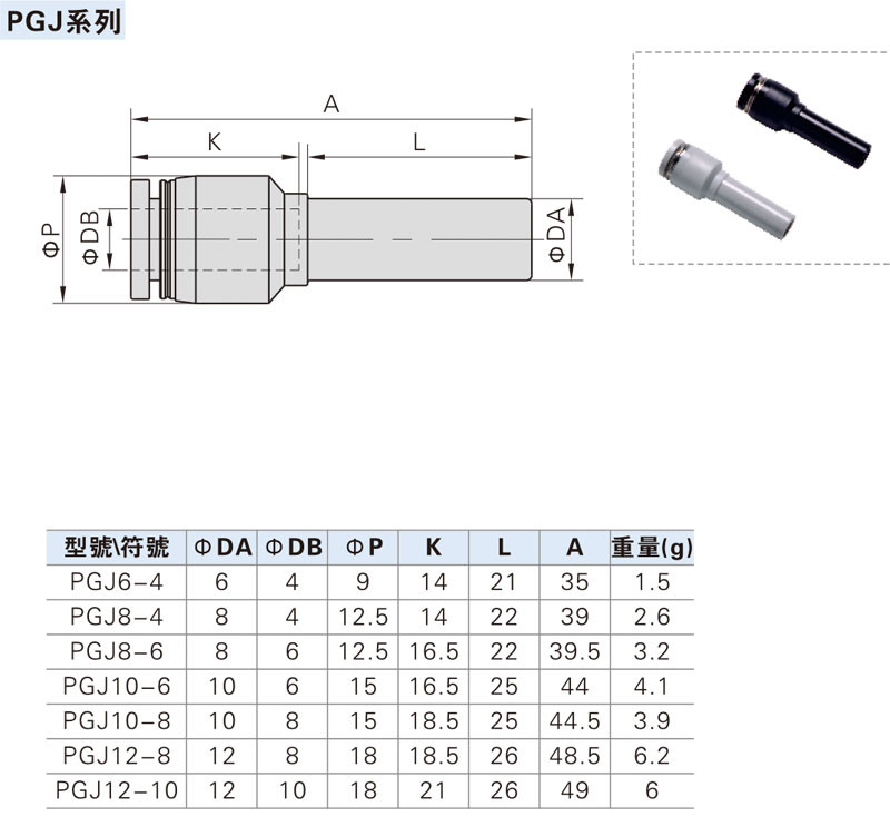 AirTAC原裝亞德客 插杆減徑接頭 PGJ6-4 PGJ8-4 PGJ8-6 PGJ10-6 | 蝦皮購物