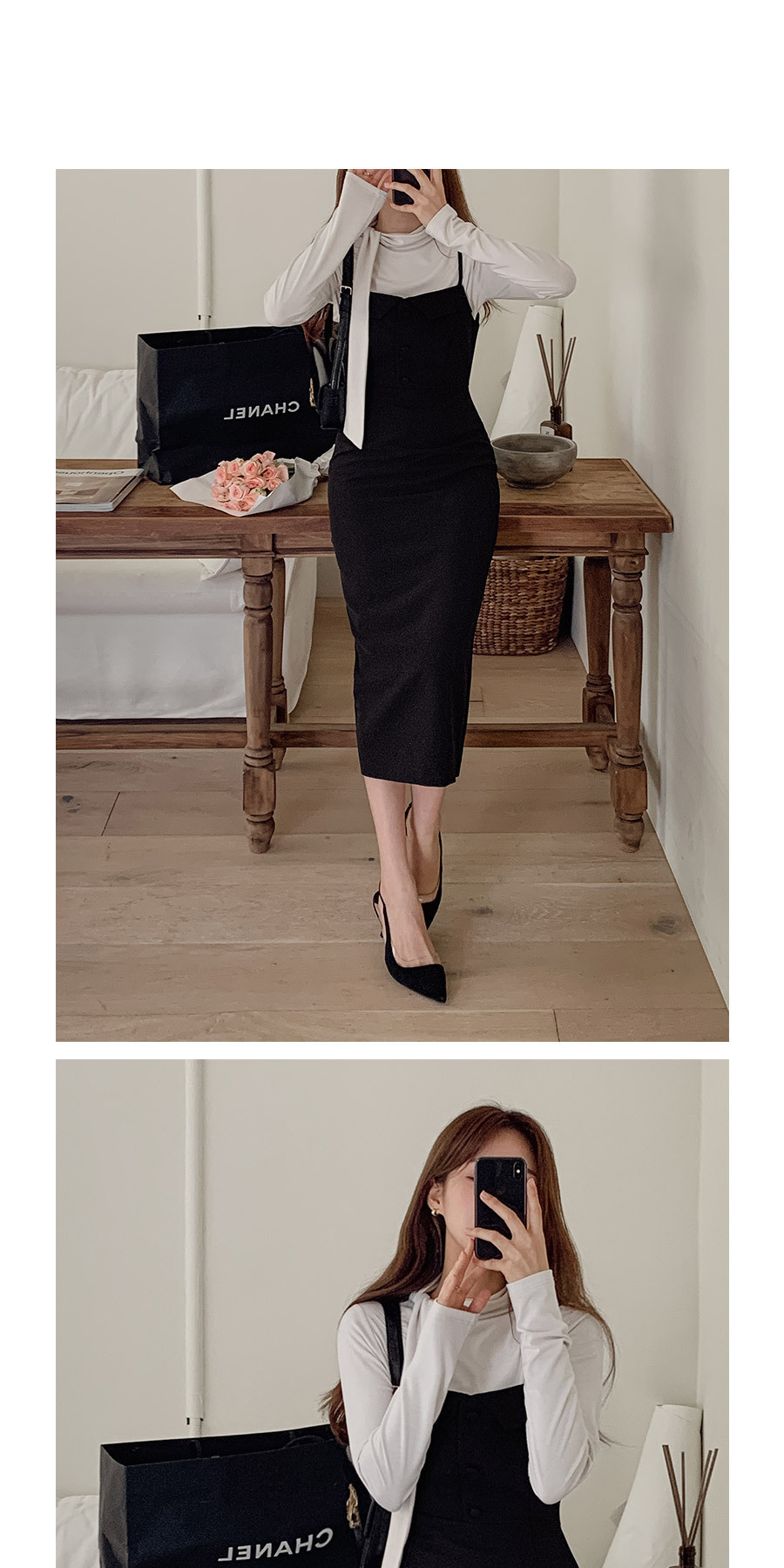 Codibook｜韓國 ANOTHER TWEE 方領吊帶洋裝[預購]長洋裝 吊帶裙 女裝 | 蝦皮購物