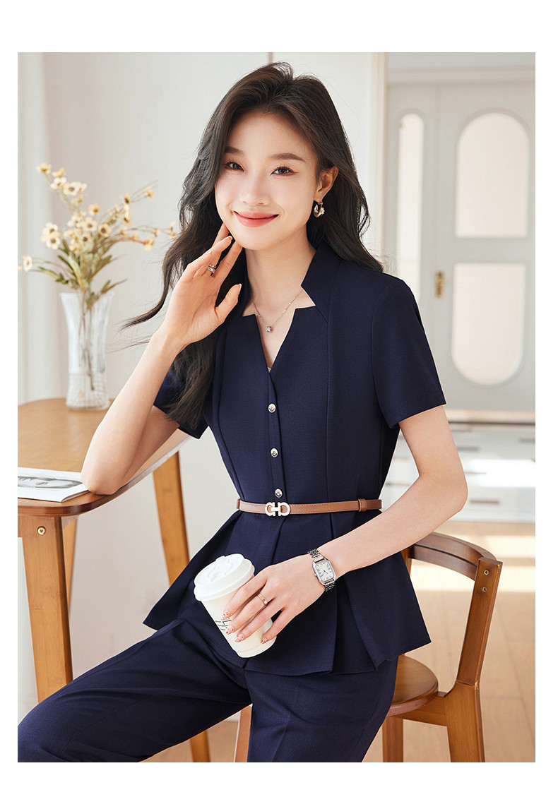 Miguo_職業裝 短袖西裝外套女 S-5XL 大尺碼西裝套褲 珠寶店/金店工裝 美容師/技師工作服 英倫風職業OL裝 | 蝦皮購物