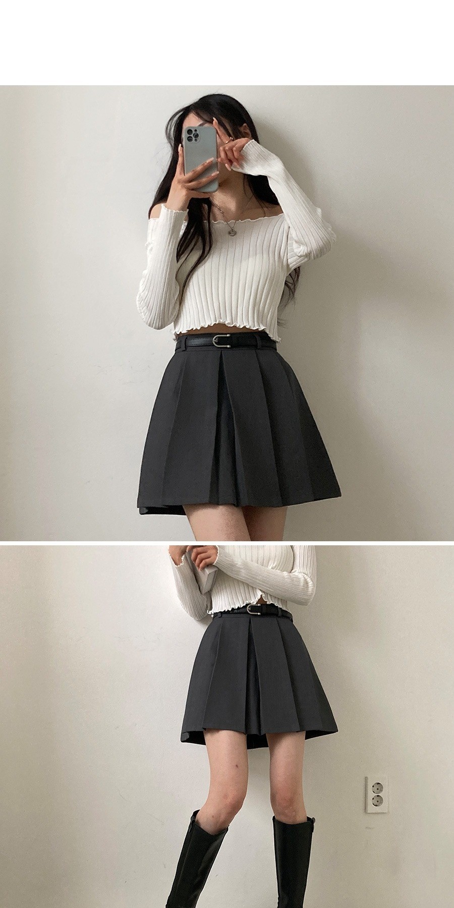 Codibook｜韓國 gifteabox 百褶腰帶裝飾及膝百褶裙[預購]裙子 女裝 | 蝦皮購物
