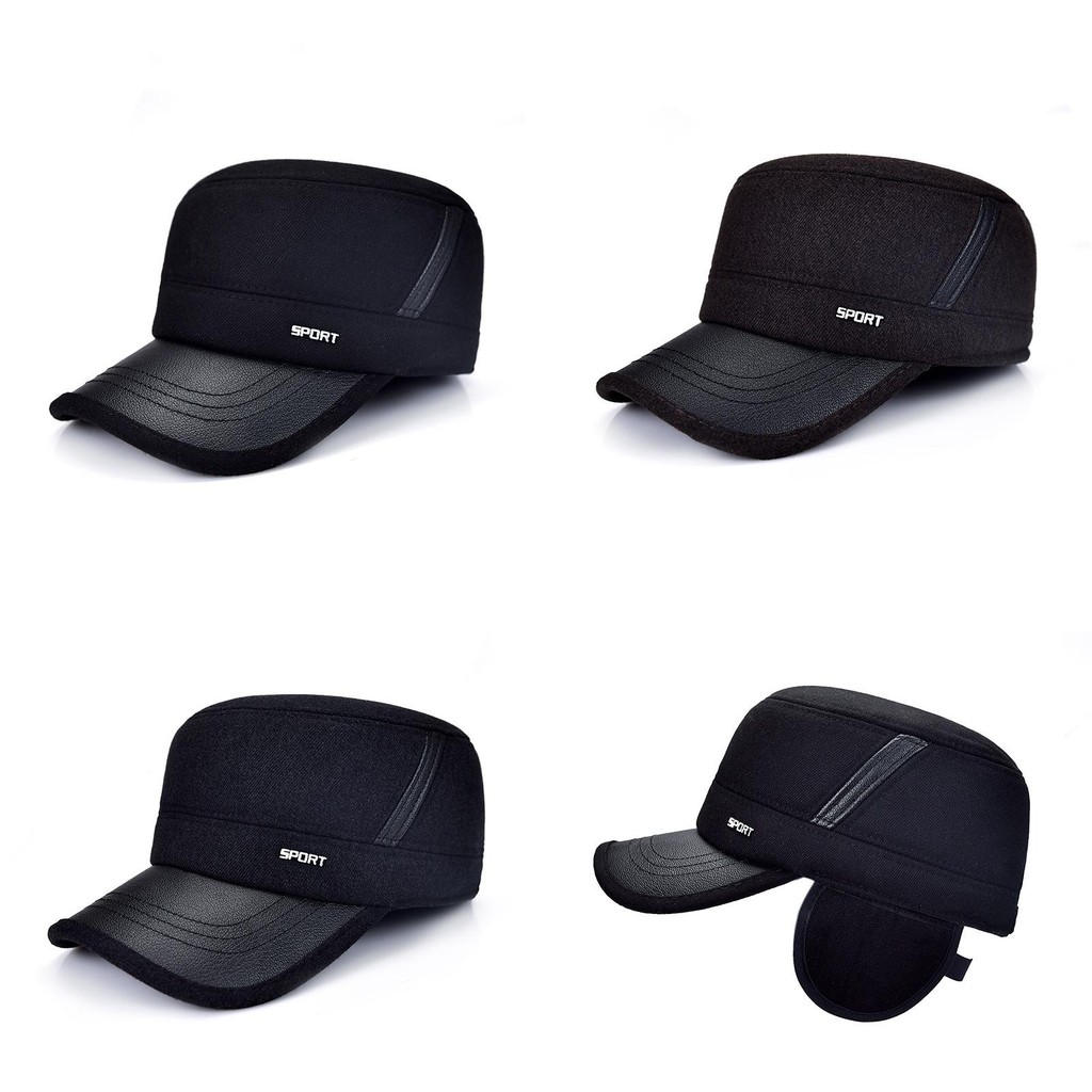 現代平底黑色老人帽,內襯舒適,時尚字母元素 | 蝦皮購物