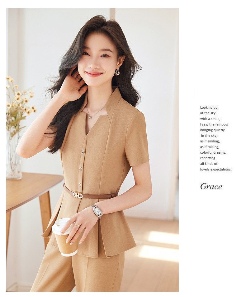 Miguo_職業裝 短袖西裝外套女 S-5XL 大尺碼西裝套褲 珠寶店/金店工裝 美容師/技師工作服 英倫風職業OL裝 | 蝦皮購物