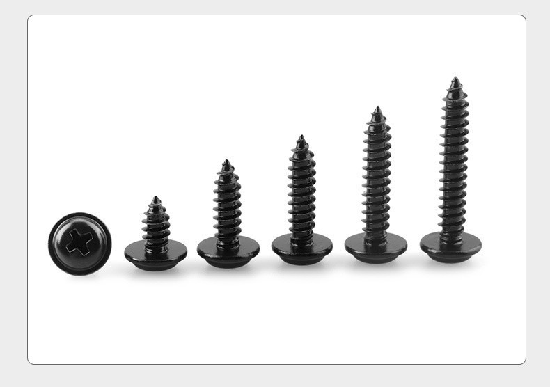 【快速出貨-】黑色304不鏽鋼PWA十字圓頭帶墊自攻螺絲盤頭螺釘 M2M2.3M2.6M3M4M5 | 蝦皮購物