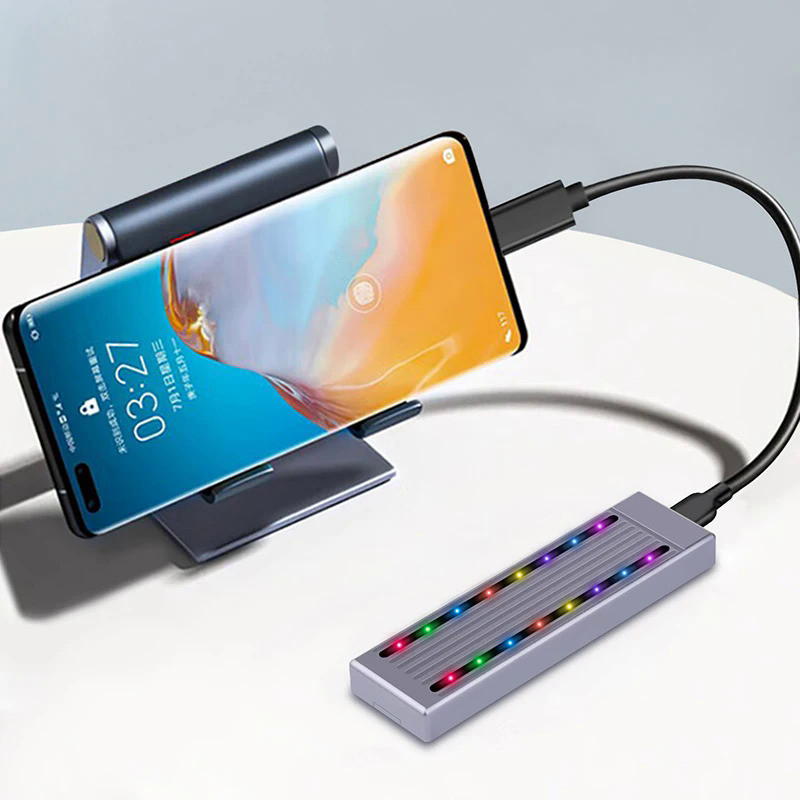 M2 SSD 外殼,帶 RGB LED NVME M Key USB 3.2 Type C Gen2 10Gbps 外殼 | 蝦皮購物