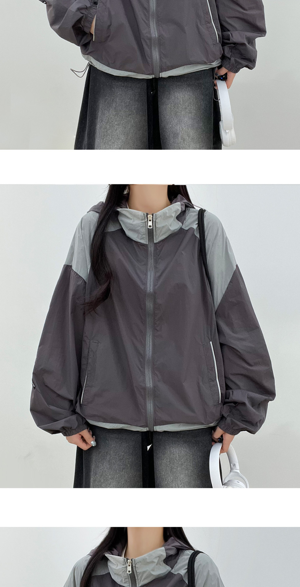 Codibook｜韓國 COOKIEMARU 拼色寬鬆連帽防風外套[預購]拉鍊外套 防風外套 女裝 | 蝦皮購物