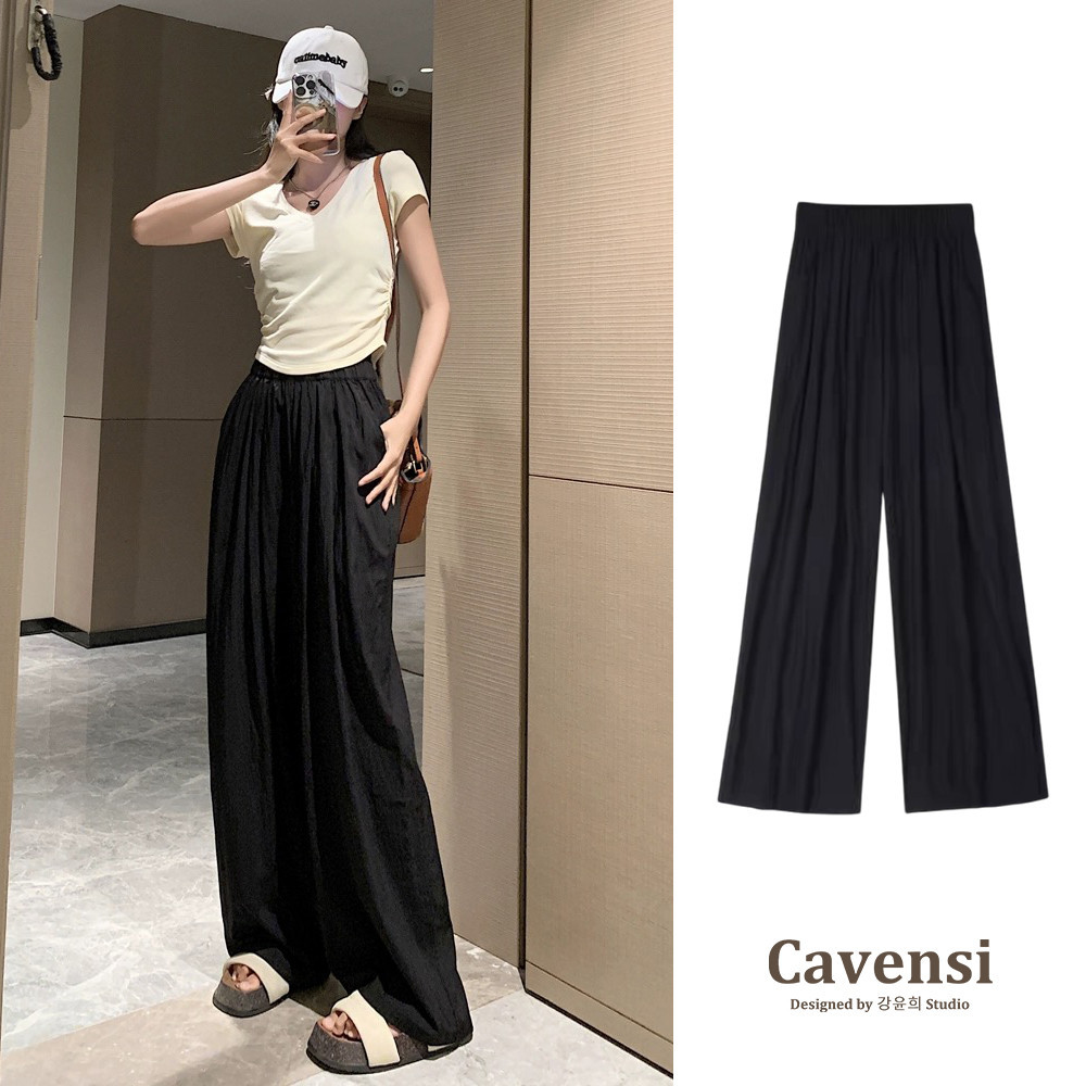 【Cavensi】超軟！冰絲長褲女 大尺碼長褲 冰絲闊腿褲 冰絲寬褲 休閒褲 落地褲 山本褲 長褲女 拖地褲女 A117 | 蝦皮購物