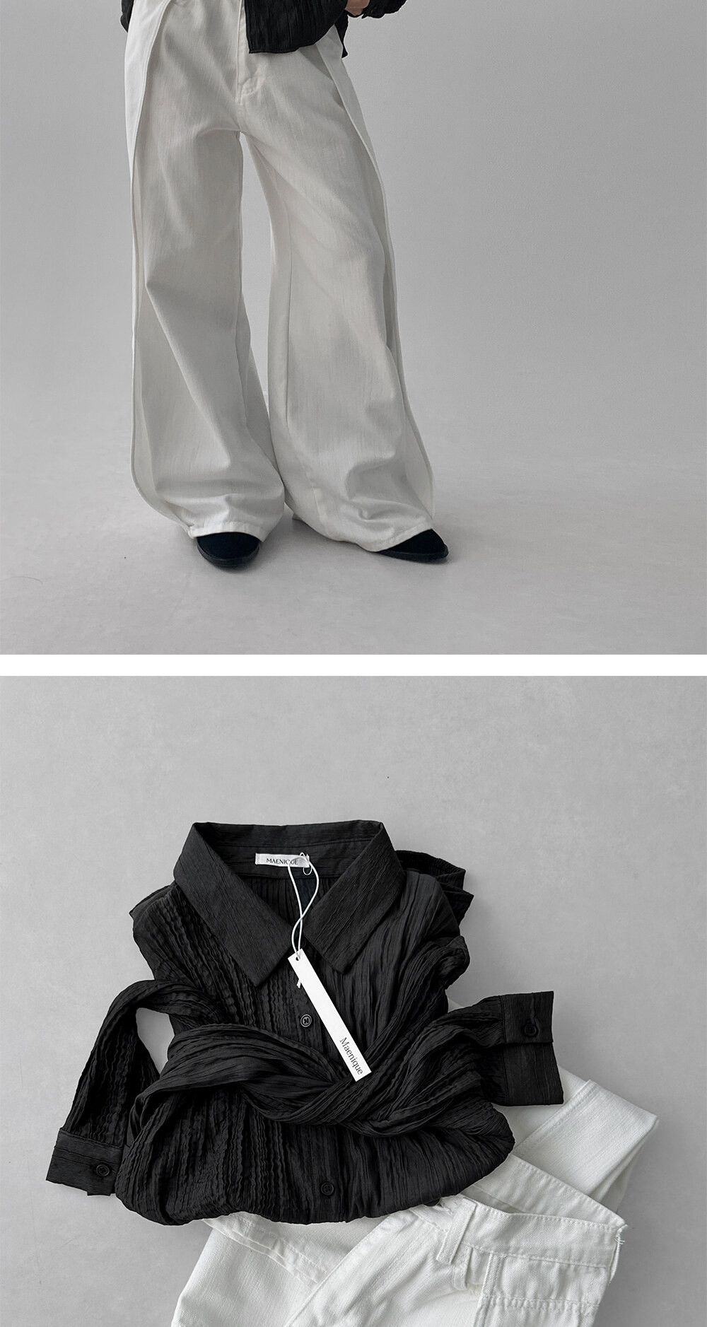 Codibook｜韓國 MAENIQUE 威然不褪色剪接寬褲丹寧牛仔褲[預購]牛仔褲 闊腿褲 女裝 | 蝦皮購物