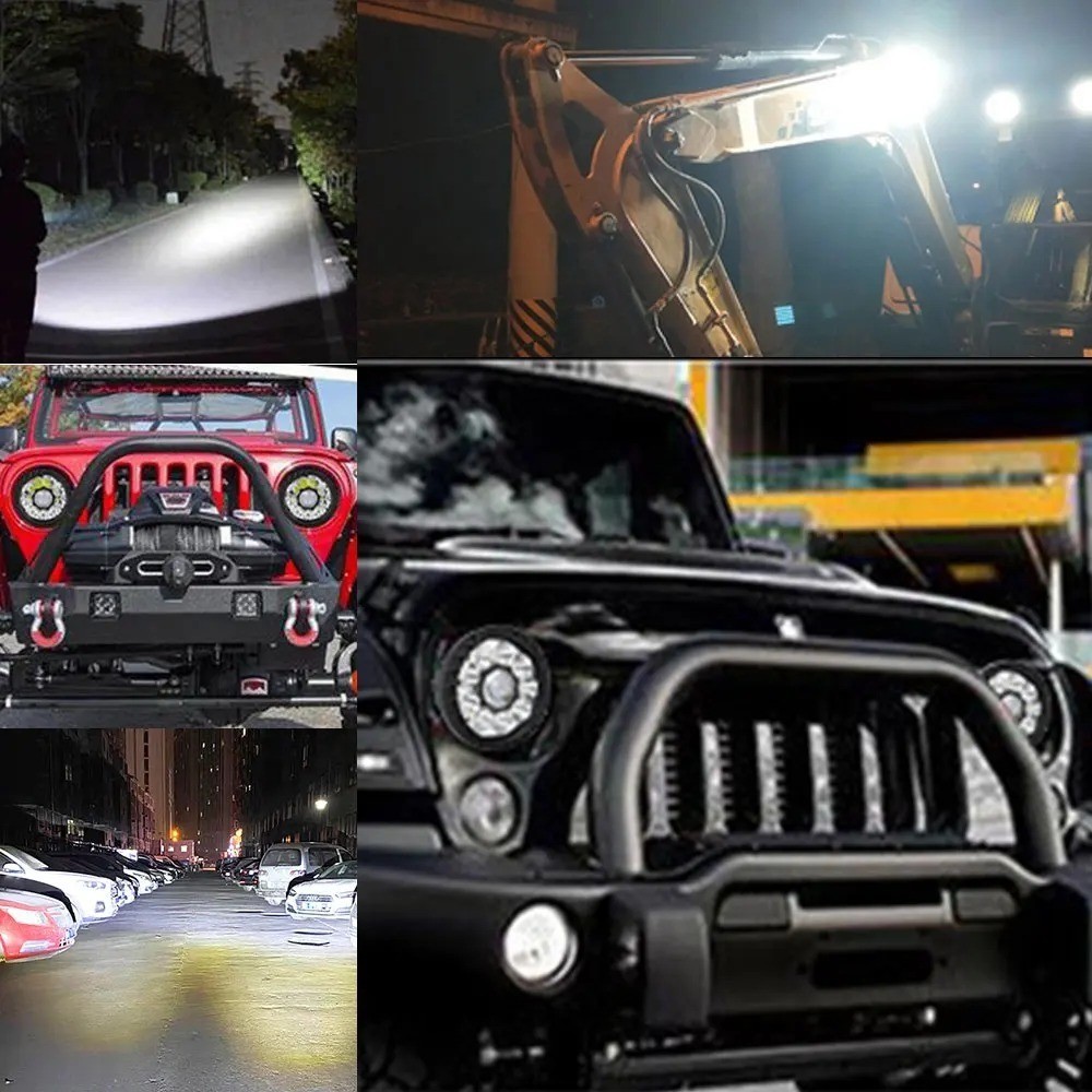 50w 7 英寸圓形 LED 工作燈越野車聚光燈 9-30v 工作燈卡車 SUV 摩托車 LED 大燈行車燈 | 蝦皮購物