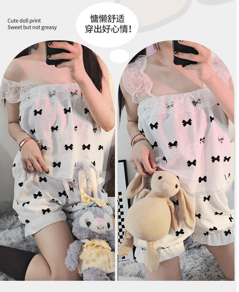 Moons⭐48H台灣出貨⭐夏天吊帶泡泡棉睡衣 無袖睡衣套裝 短褲睡衣 可愛女士睡衣 吊帶睡衣家居服 女生睡衣 睡衣女 | 蝦皮購物