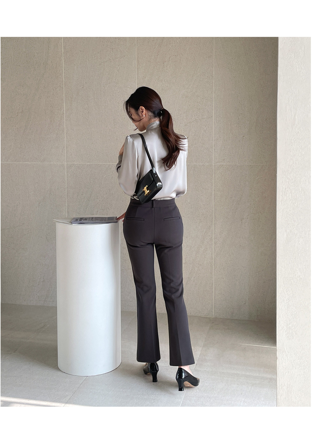 Miguo_精緻時髦 韓國Chic開衫長袖緞面襯衫 韓版系帶蝴蝶結V領純色襯衫 | 蝦皮購物