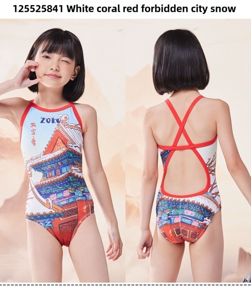 Zoke 兒童女孩泳衣一件式專業游泳訓練 | 帕恰狗卡通圖案 | 新設計 2025 | 兒童夏季泳裝 | 蝦皮購物