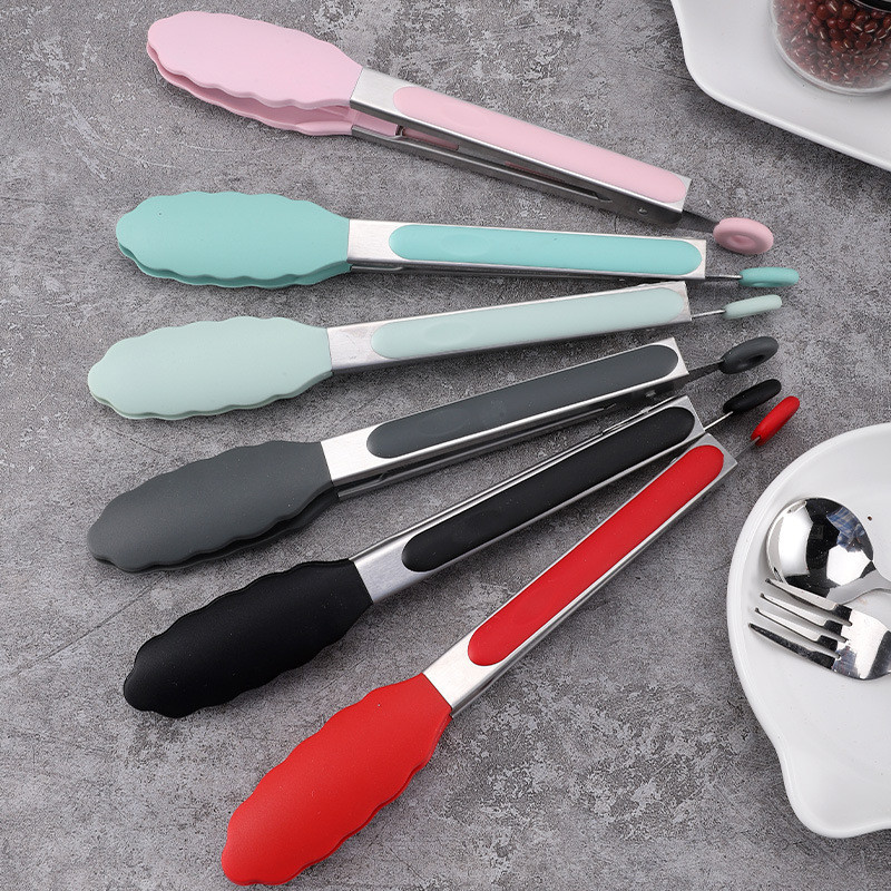 不鏽鋼矽膠食物夾 食品夾子戶外燒烤夾煎牛排煎魚麵包火鍋意麵夾 240607 | 蝦皮購物