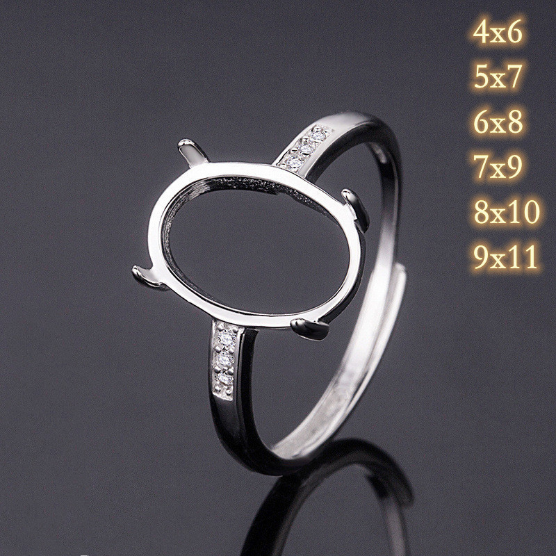 耳拉架 | 無寶石S925鍍銀環架耳拉架蛋切鑲嵌4x6 5x7 6x8 7x9 8x10 9x11 | 蝦皮購物