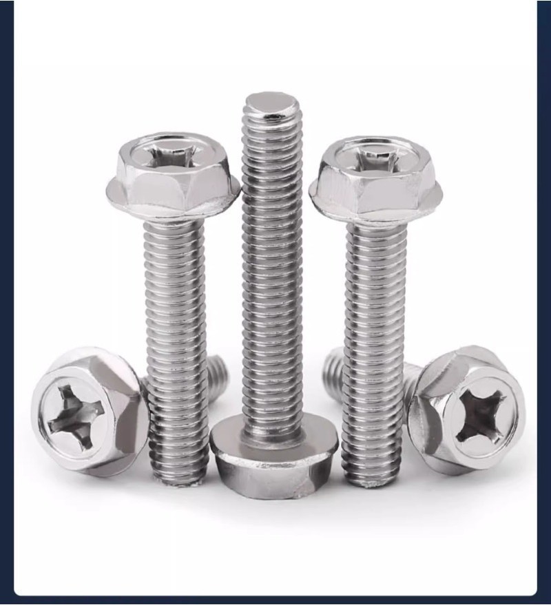 【KZS】M3-M8 304不鏽鋼十字法蘭外六角螺絲 法蘭面螺栓防滑帶墊機螺釘 | 蝦皮購物