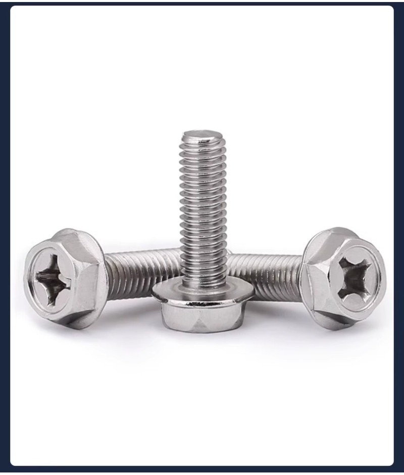 【KZS】M3-M8 304不鏽鋼十字法蘭外六角螺絲 法蘭面螺栓防滑帶墊機螺釘 | 蝦皮購物