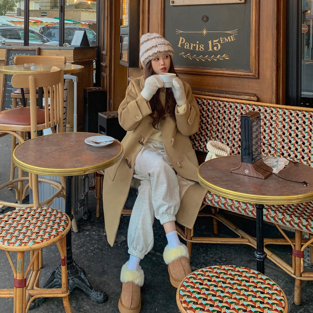 Codibook｜韓國 wannabemuse 炒年糕釦長大衣 2色[預購]大衣 牛角釦大衣 女裝 | 蝦皮購物