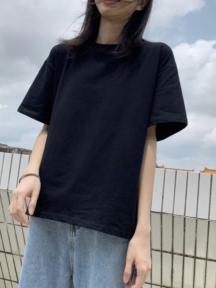 【OHSHI｜台灣24h出貨】素T t恤 純棉t恤 大尺碼女裝 短袖 高磅230G 寬鬆女生T恤 女生衣服 棉t 短t | 蝦皮購物