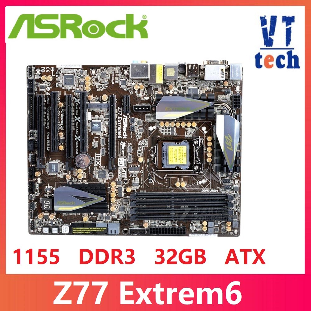 華擎 Z77 Extreme4/6 台式機板 Z77 主板插槽 LGA1155 DDR3 SATA3 USB3.0 支持 | 蝦皮購物