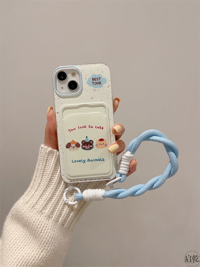 卡包適用蘋果15promax手機殼iPhone13/14/11卡通12/7/8p手繩XR/xs YERL | 蝦皮購物