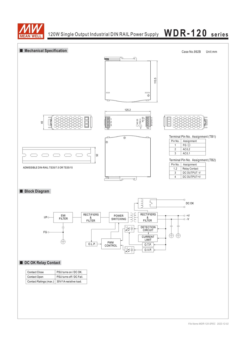 MEAN WELL WDR-120-12 WDR-120-24 WDR-120-48 120W單輸出導軌式工業電源WDR | 蝦皮購物