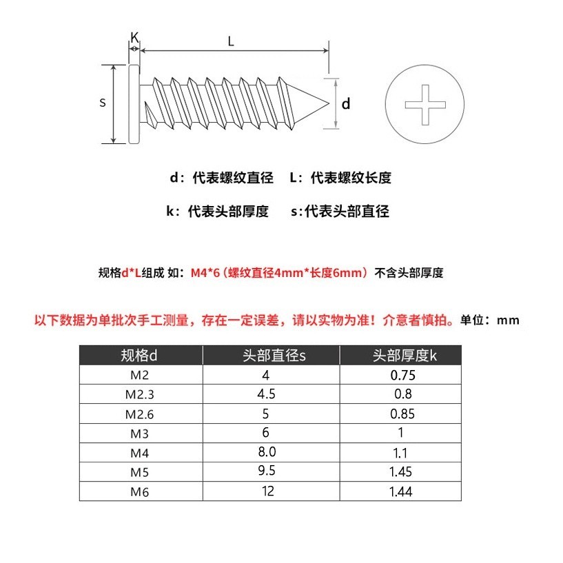 【快速出貨-】304不鏽鋼扁平頭自攻螺絲釘CA超薄頭十字沉頭自攻絲M2M3M4 | 蝦皮購物