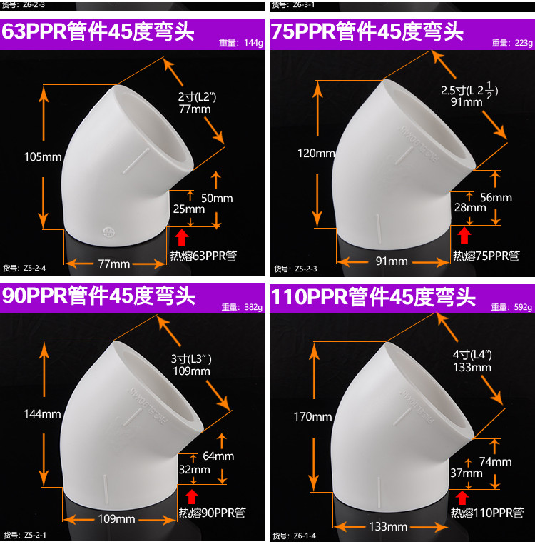 PPR45度大彎頭 20/25/32/40/50/63/75/90/110PPR水管管材 管件接頭 | 蝦皮購物