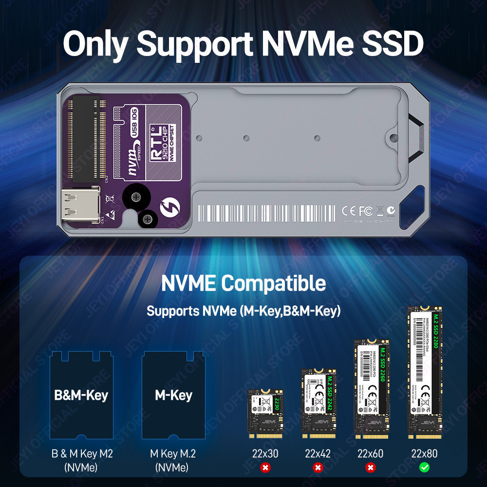Jeyi M.2 SSD 外殼 RTL9210 NVMe 移動機箱 USB3.2 10G Type-c SSD 機箱,帶 | 蝦皮購物